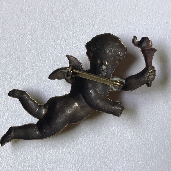 Jewelry | Torch Carrying Cupid Angel Brooch | Poshmark